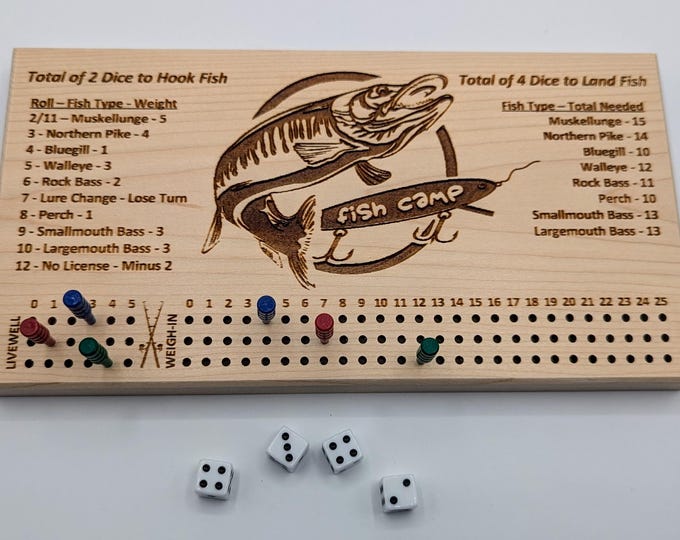 Solid Maple Fish Camp Dice Game - Etsy