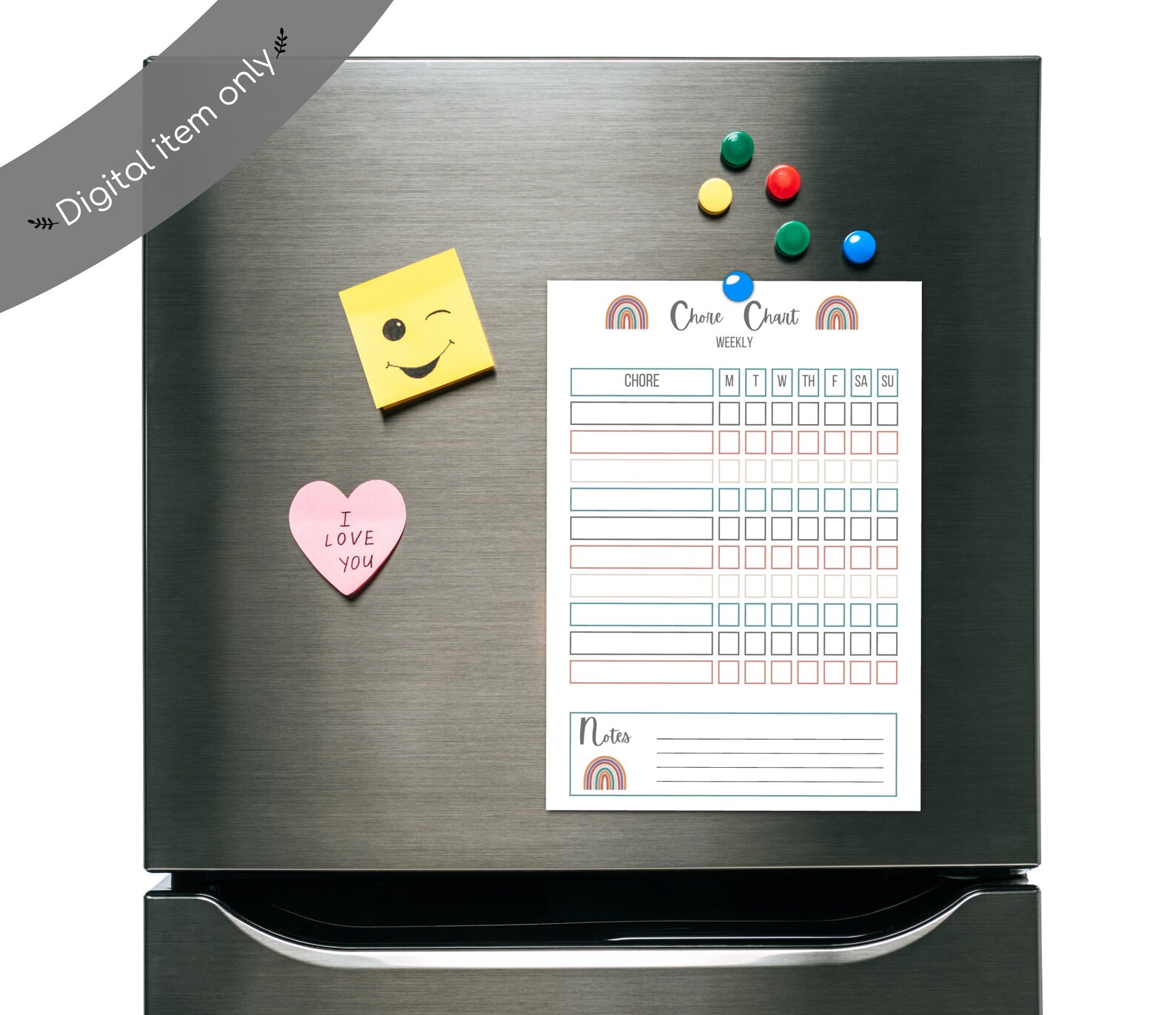 Printable Chore Chart Basic Chore Chart Rainbows Kid Chore Chart Simple ...