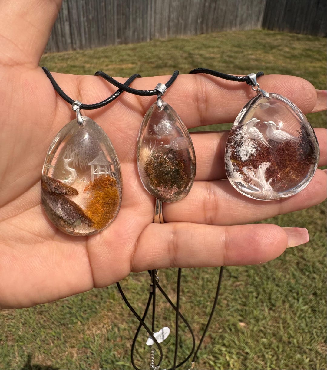 Garden Quartz Pendants, Carved Pendants, Crystal Necklace. - Etsy