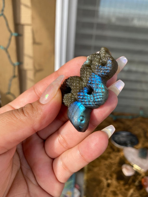 Home & Living Labradorite stone Labradorite snake carvings. Home Décor ...