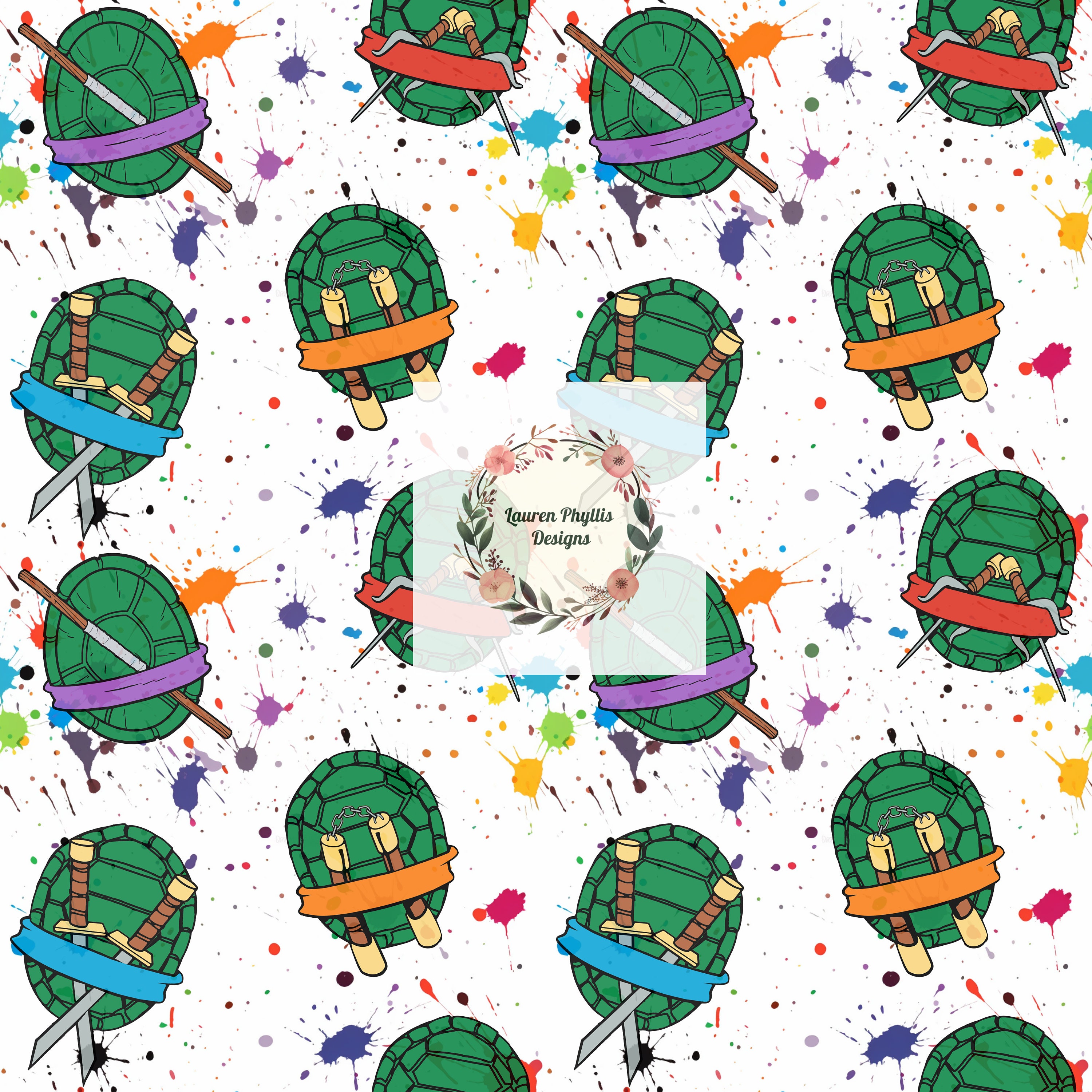 Turtle Shells for Ninjas Seamless Pattern, Video Game Seamless File ...