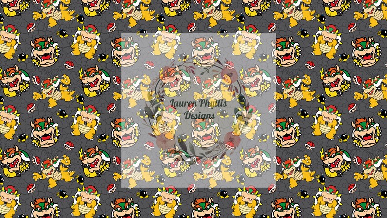 Super Bowser Seamless Pattern, Cartoon Seamless Pattern for Boys, Video ...