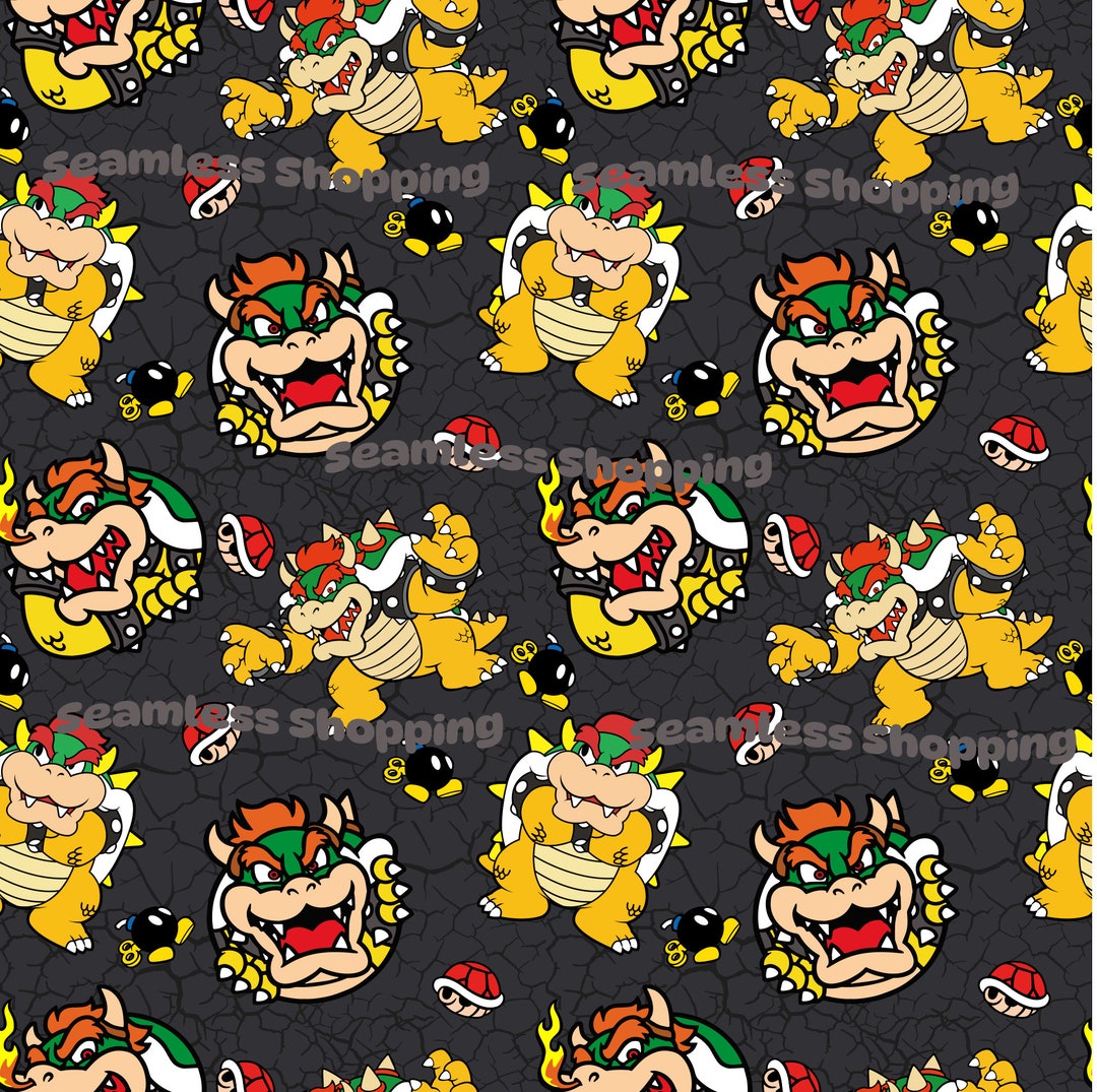 Super Bowser Seamless Pattern, Cartoon Seamless Pattern for Boys, Video ...