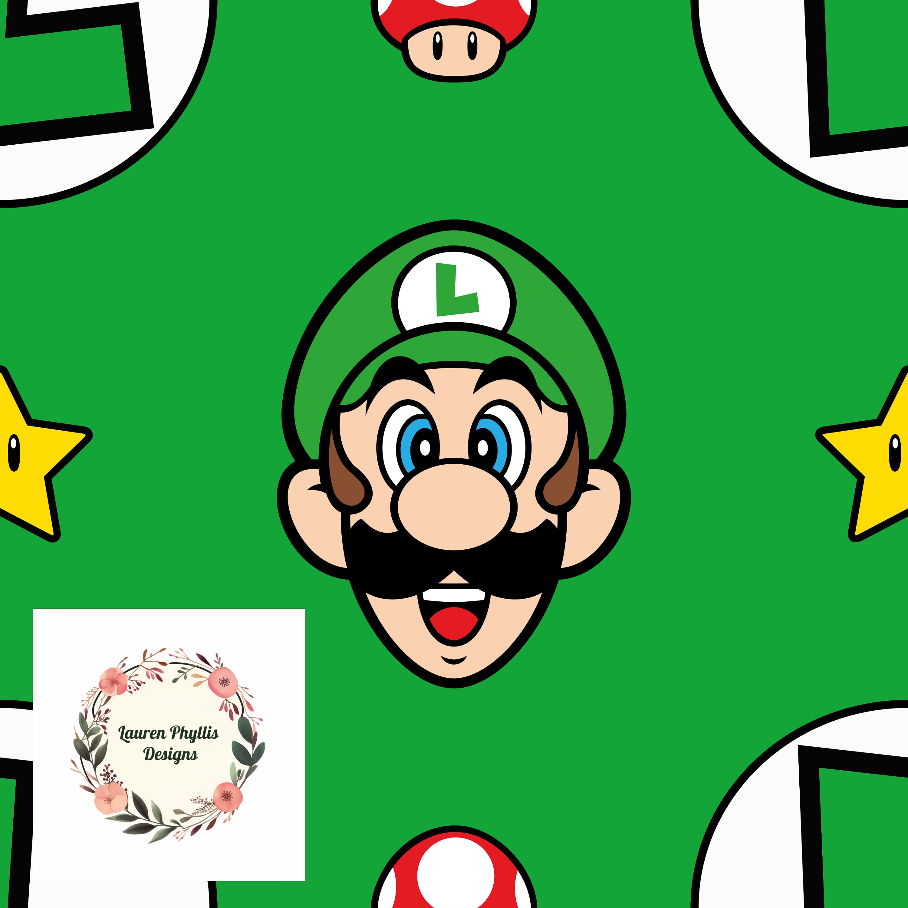 Team Luigi Seamless Pattern Boy Sublimation Design, Seamless File ...