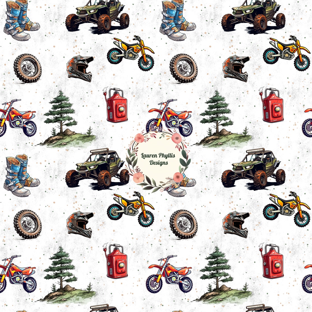 ATV Fun Seamless Pattern for Fabric Printing and Sublimation, Dirt Bike ...