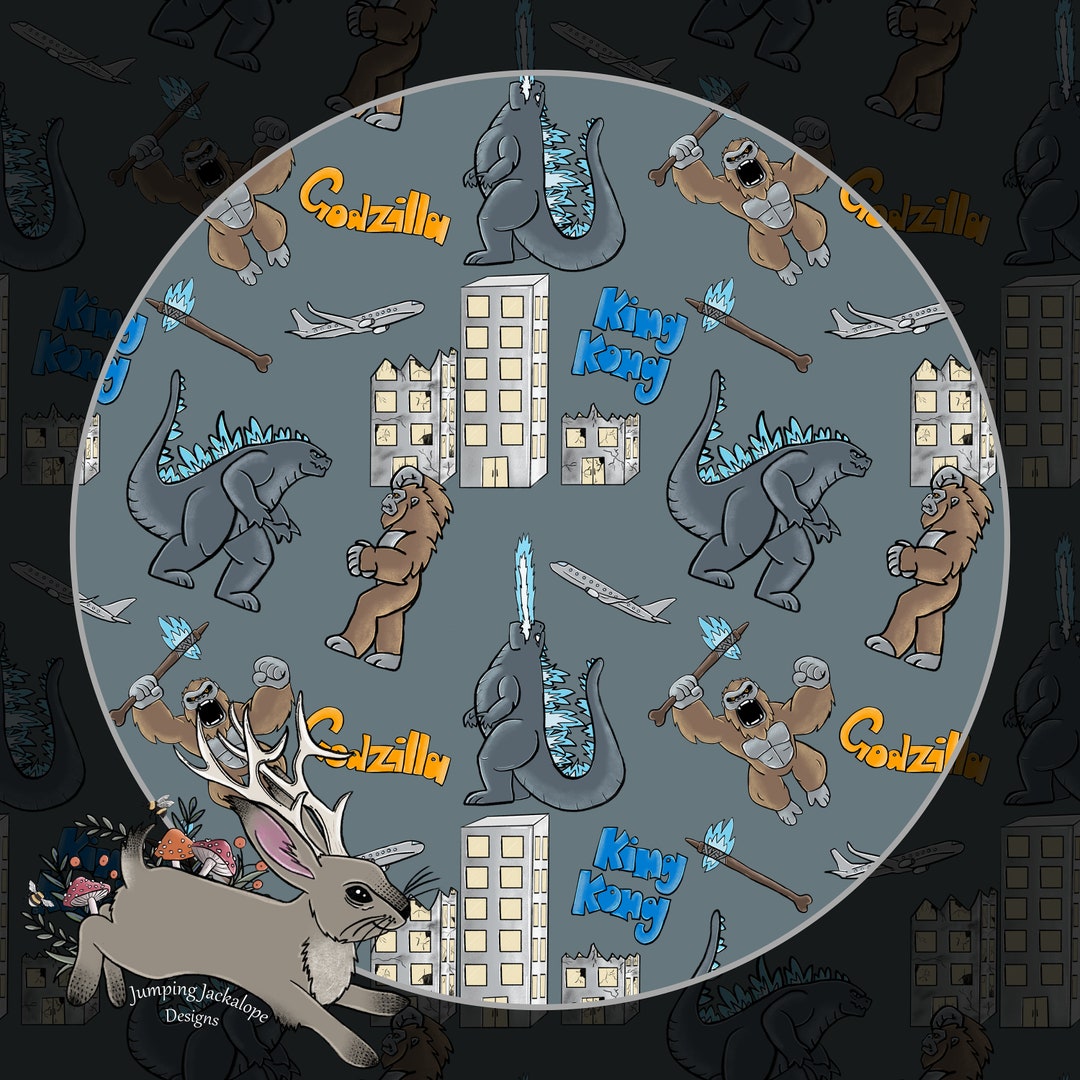 King of the Monsters Hand Drawn Seamless Design Digital Download ...