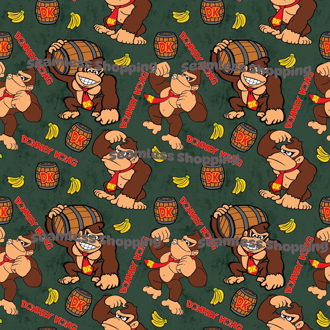 Donkey Kong Seamless Pattern, Cartoon Seamless Pattern for Boys, Video ...
