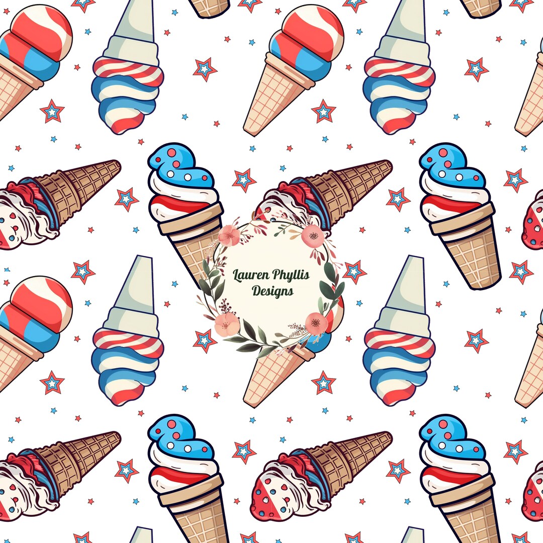 Patriotic Ice Cream Cones Seamless Pattern File for - Etsy