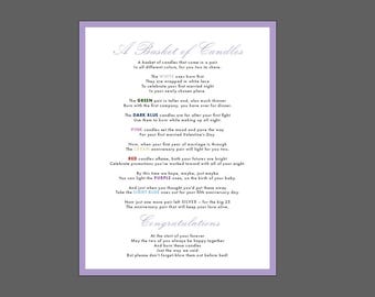 8.5x11 Basket of Candles Printable Poem, Newlywed Gift Basket, Bridal ...