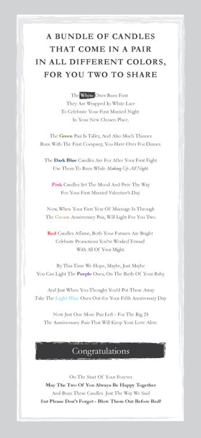 Bridal Shower Gift Basket Poem & Countdown Card (printable) - Etsy