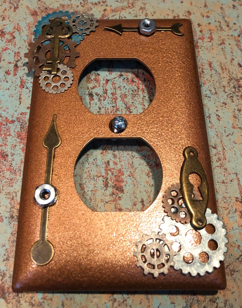 Copper industrial / Steampunk outlet cover is handcrafted made | Etsy