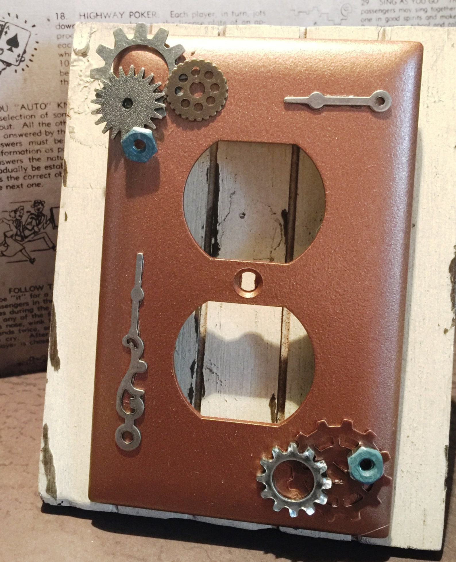 Copper Industrial / Steampunk Outlet Cover is Handcrafted Made - Etsy