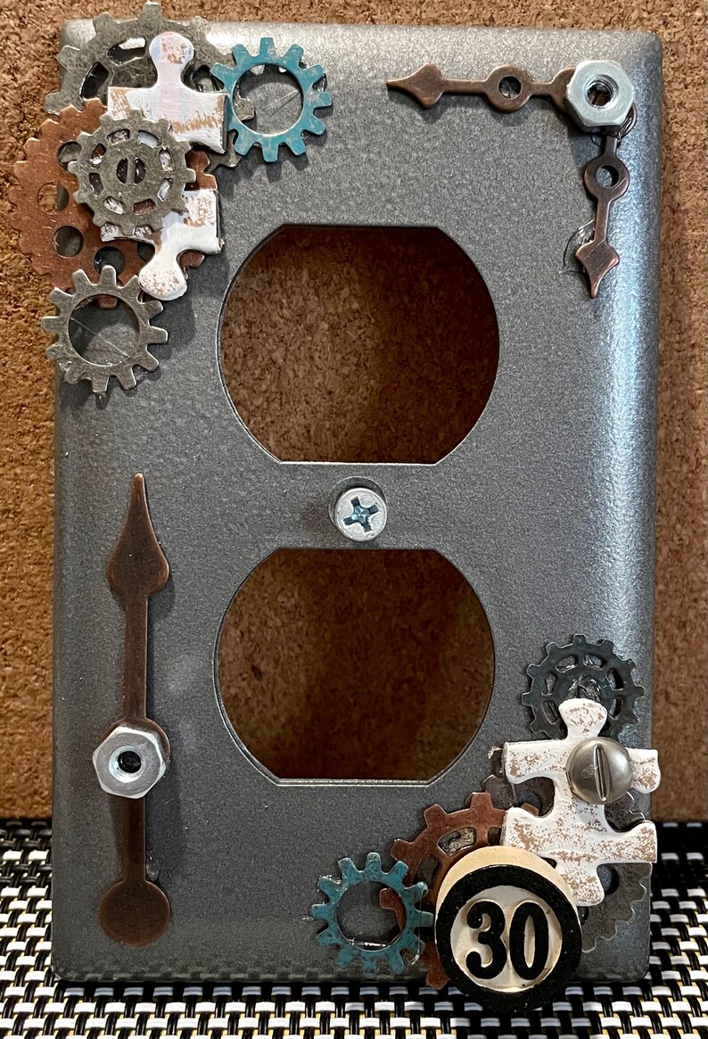 Gunmetal Industrial / Steampunk Outlet Cover is Handcrafted - Etsy
