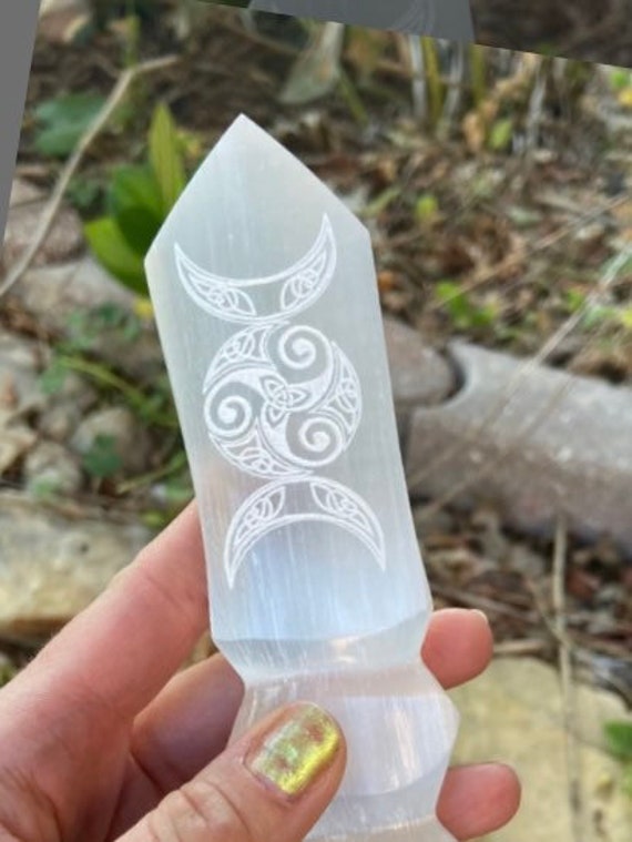 Satin Spar Double Moon Knife Spell Work Clearing - Etsy