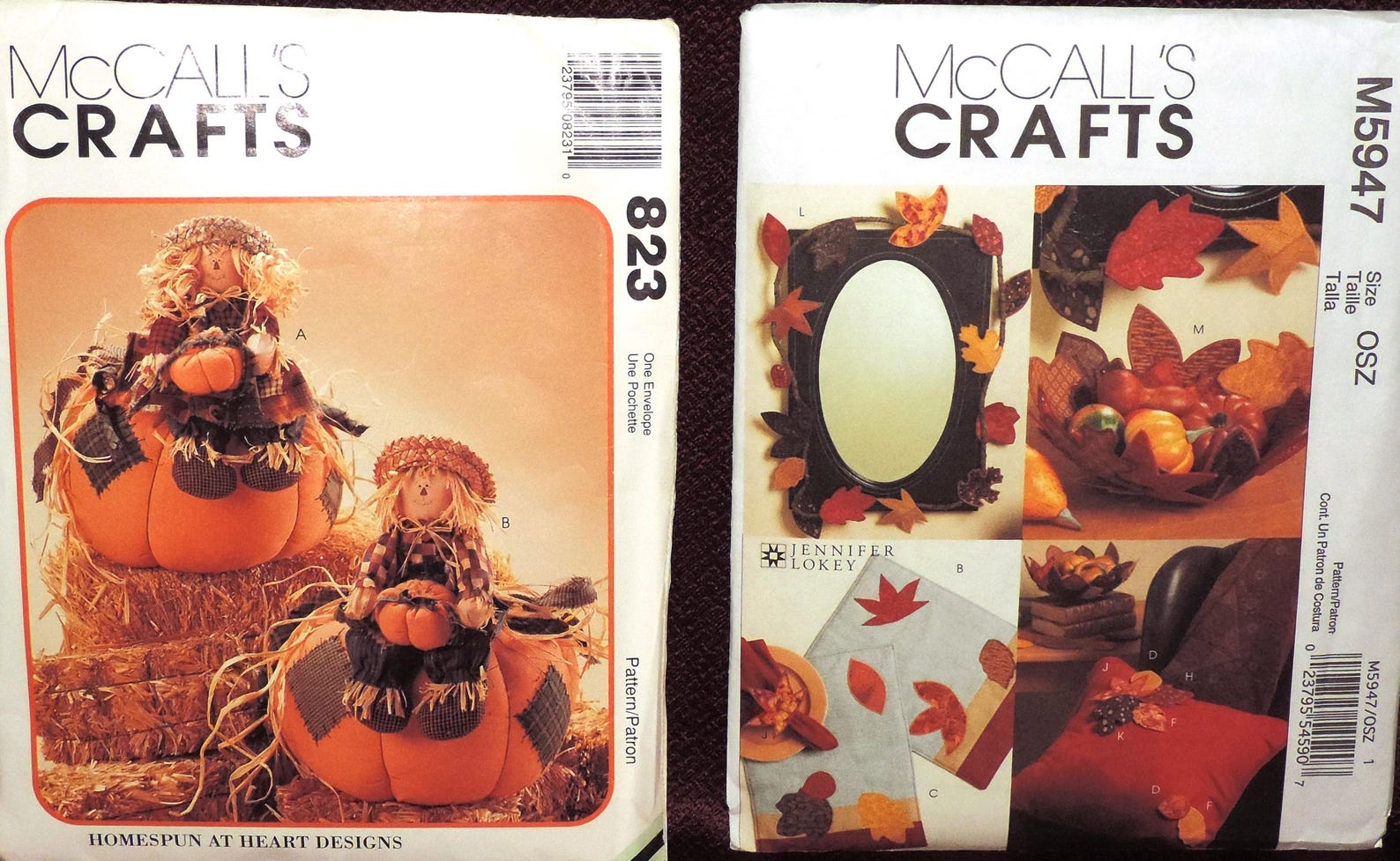 Lot of 2 Mccall's Crafts Sewing Patterns, Homespun Harvest 823/8329 ...
