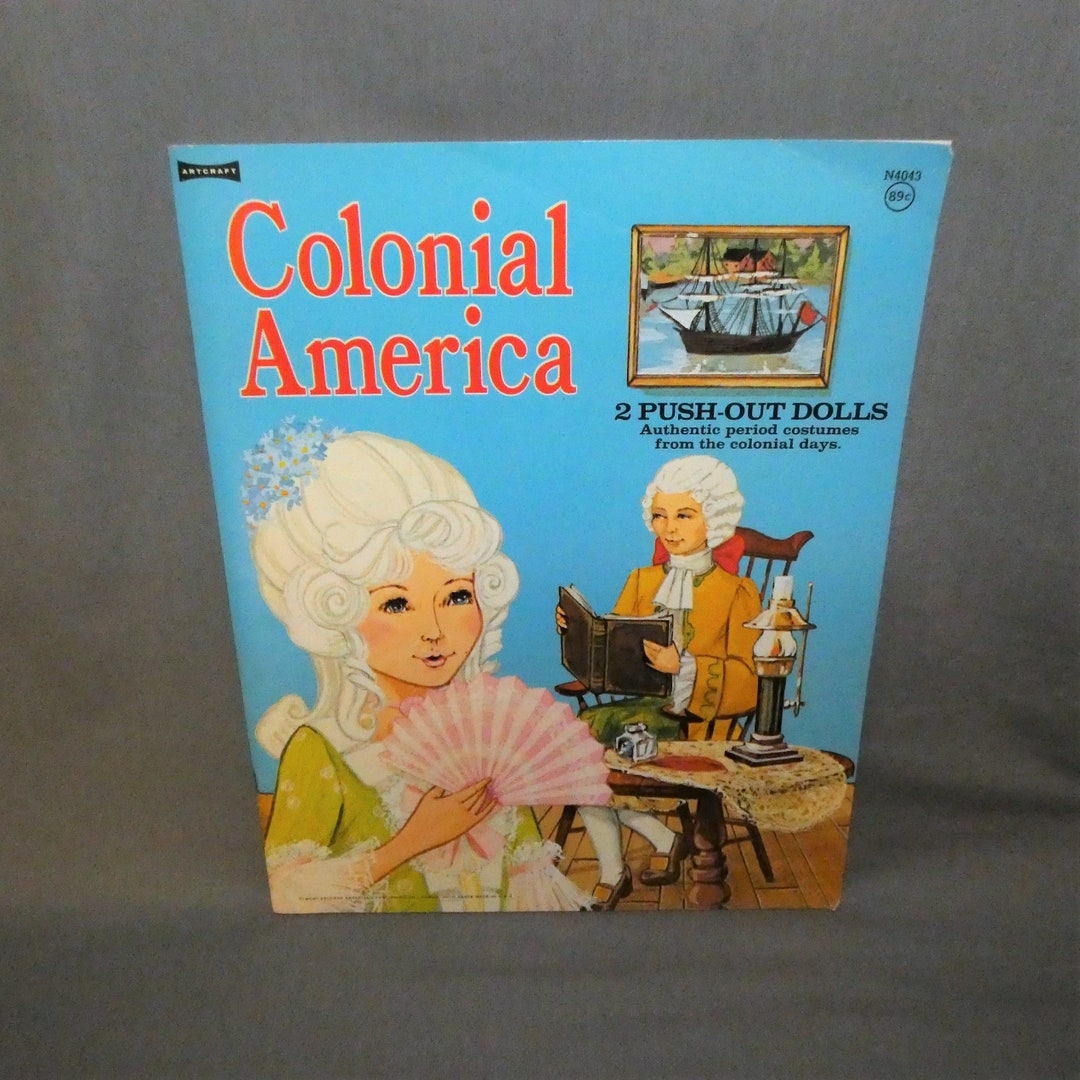 Vintage Colonial America Paper Doll Book: Unused 1974 Push Out Costumes ...