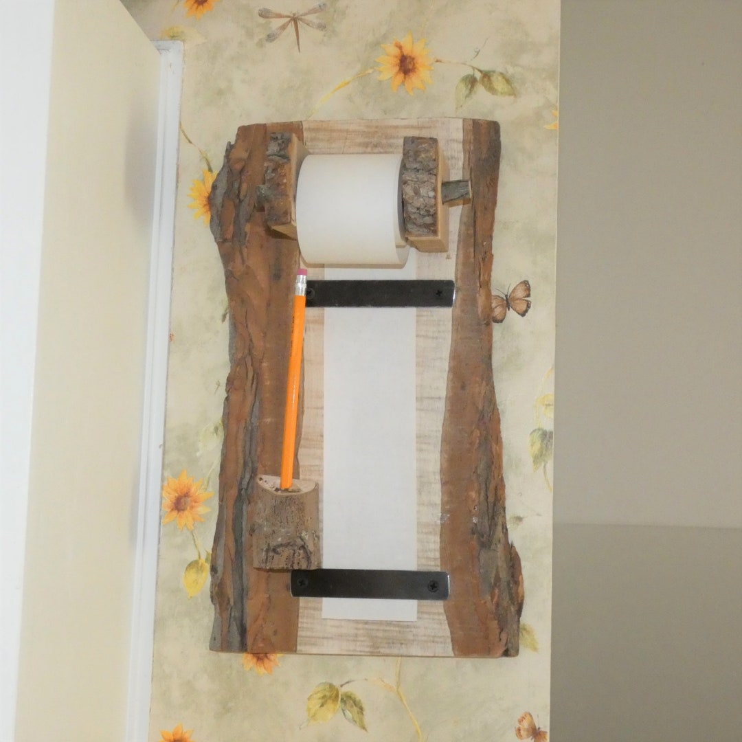 Rustic Raw Edge Wood Memo Pad, Paper Roll Memo Board, Message Center ...