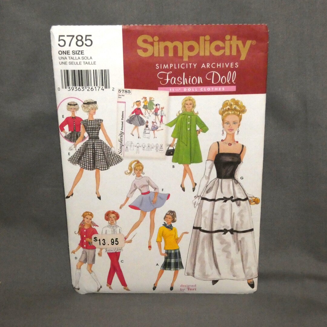 Simplicity Pattern 5785 Doll Clothes for 11-1/2 Inch Fashion Doll Archives - Etsy