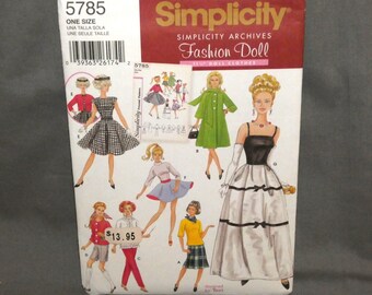 Uncut Simplicity 5785, Doll Clothes Sewing Pattern, Fashion Doll ...