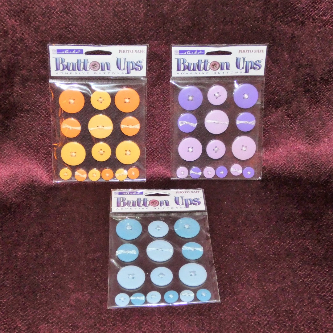 Set of 3 New Sticko Button Ups Adhesive Buttons, Scrapbook ...