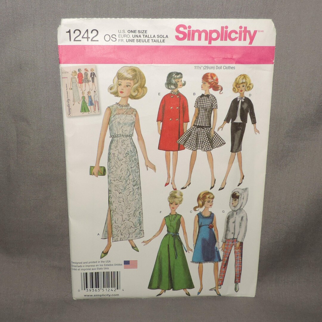 Simplicity Sewing Pattern 1242, Vintage Doll Clothes for 11-1/2 ...