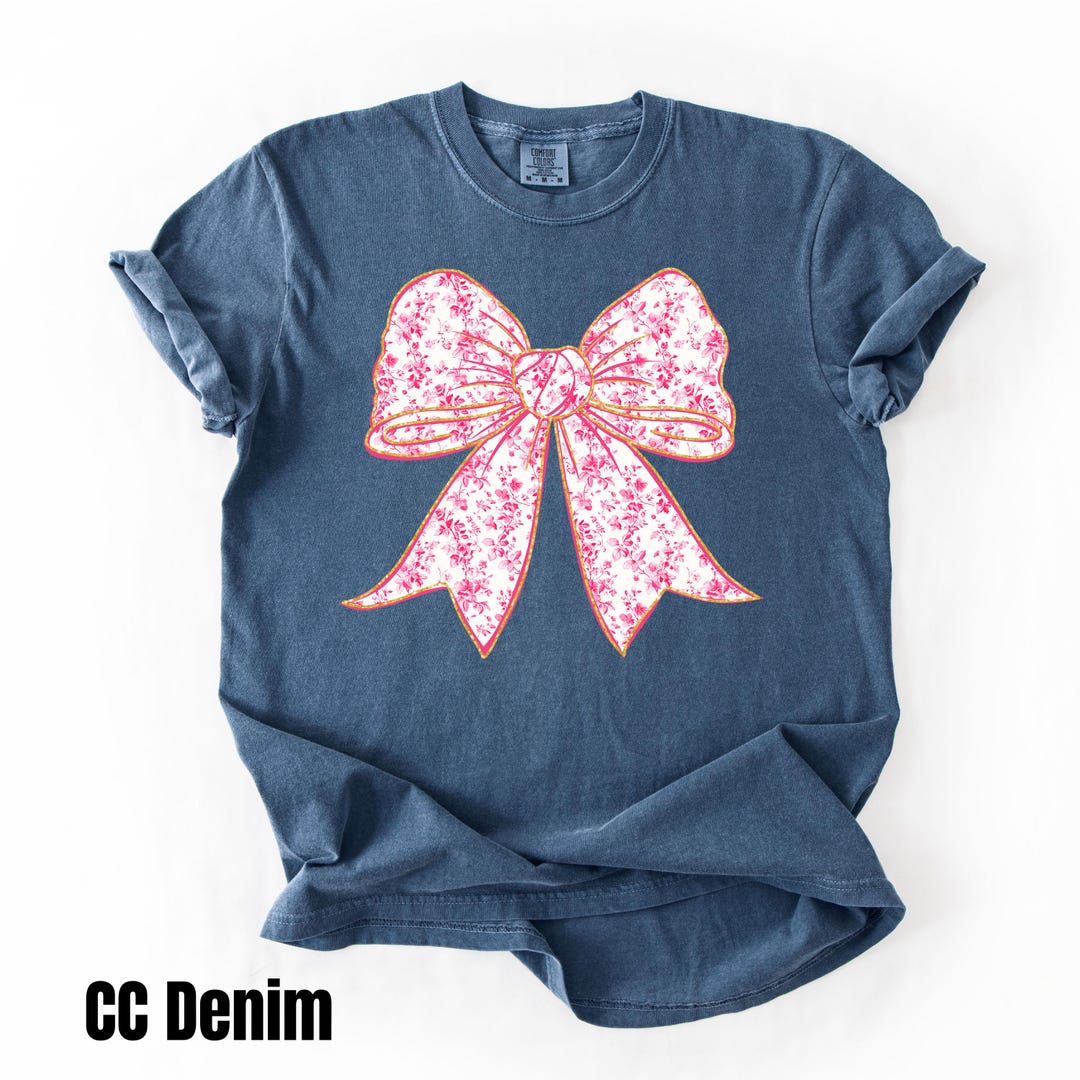 Pink Toile Bow Shirt, Coquette Bow Shirt, Toile Bow Shirt, Floral Toile ...