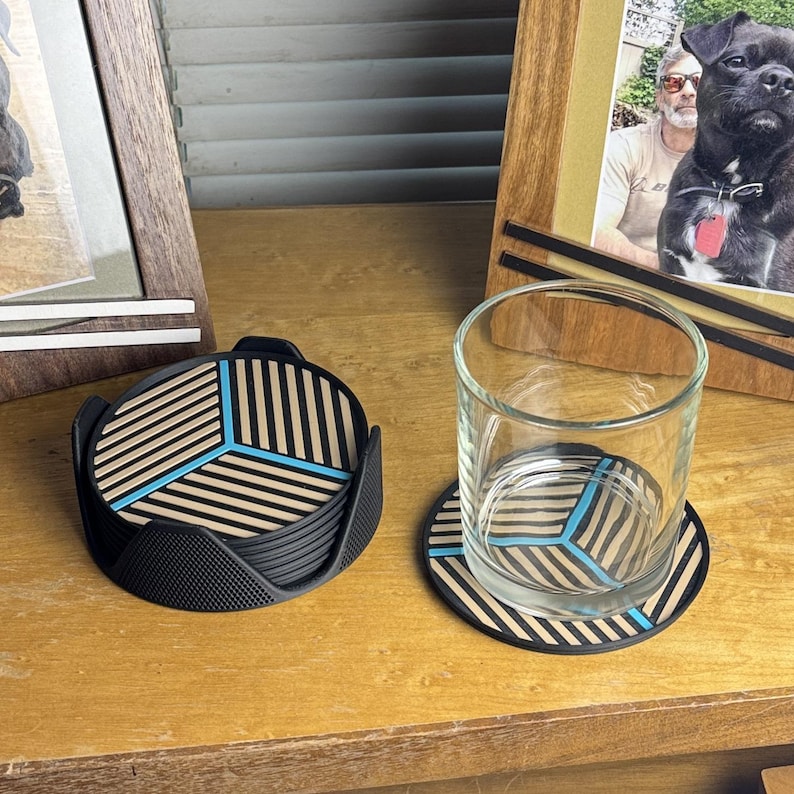 Textured Anti-stick Coaster Set – Box Corner Geometric Design | Raised ...