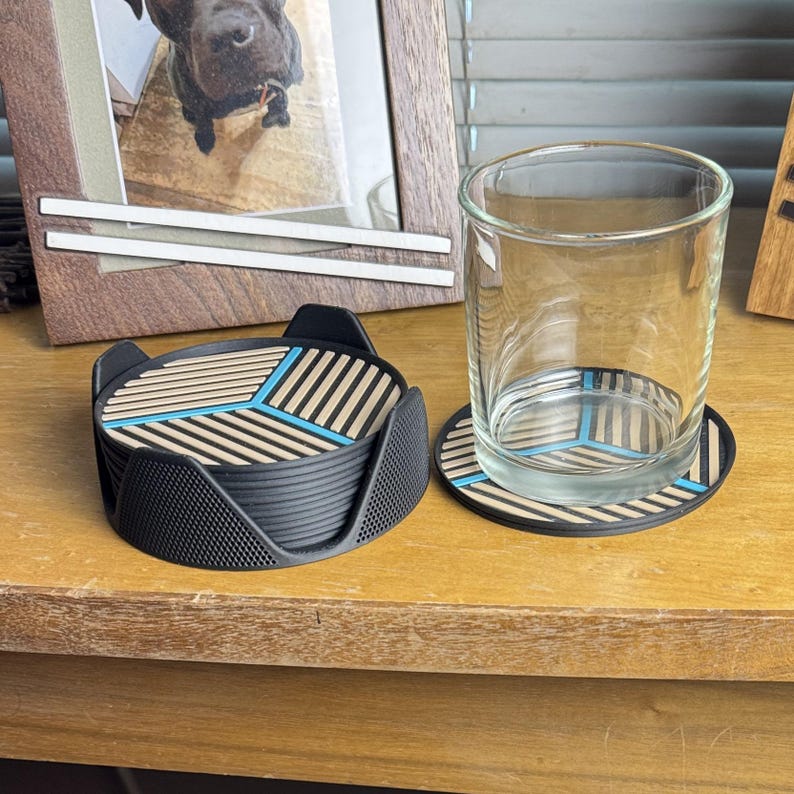 Textured Anti-stick Coaster Set – Box Corner Geometric Design | Raised ...