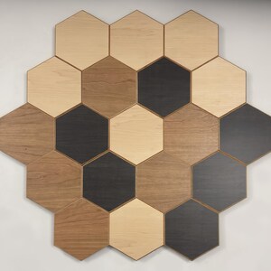 Set of 3 - 6" Modular Hexagon LED Wall Art | Backlit Wood Wall Décor ...