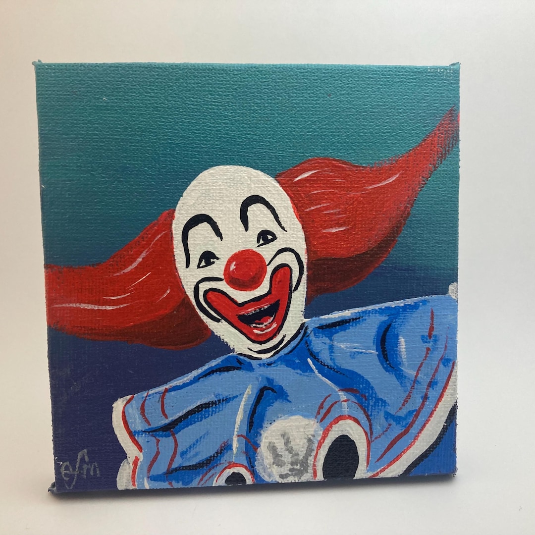 Bozo the Clown 4x4 Original Painting on Canvas With Magnet Backing - Etsy