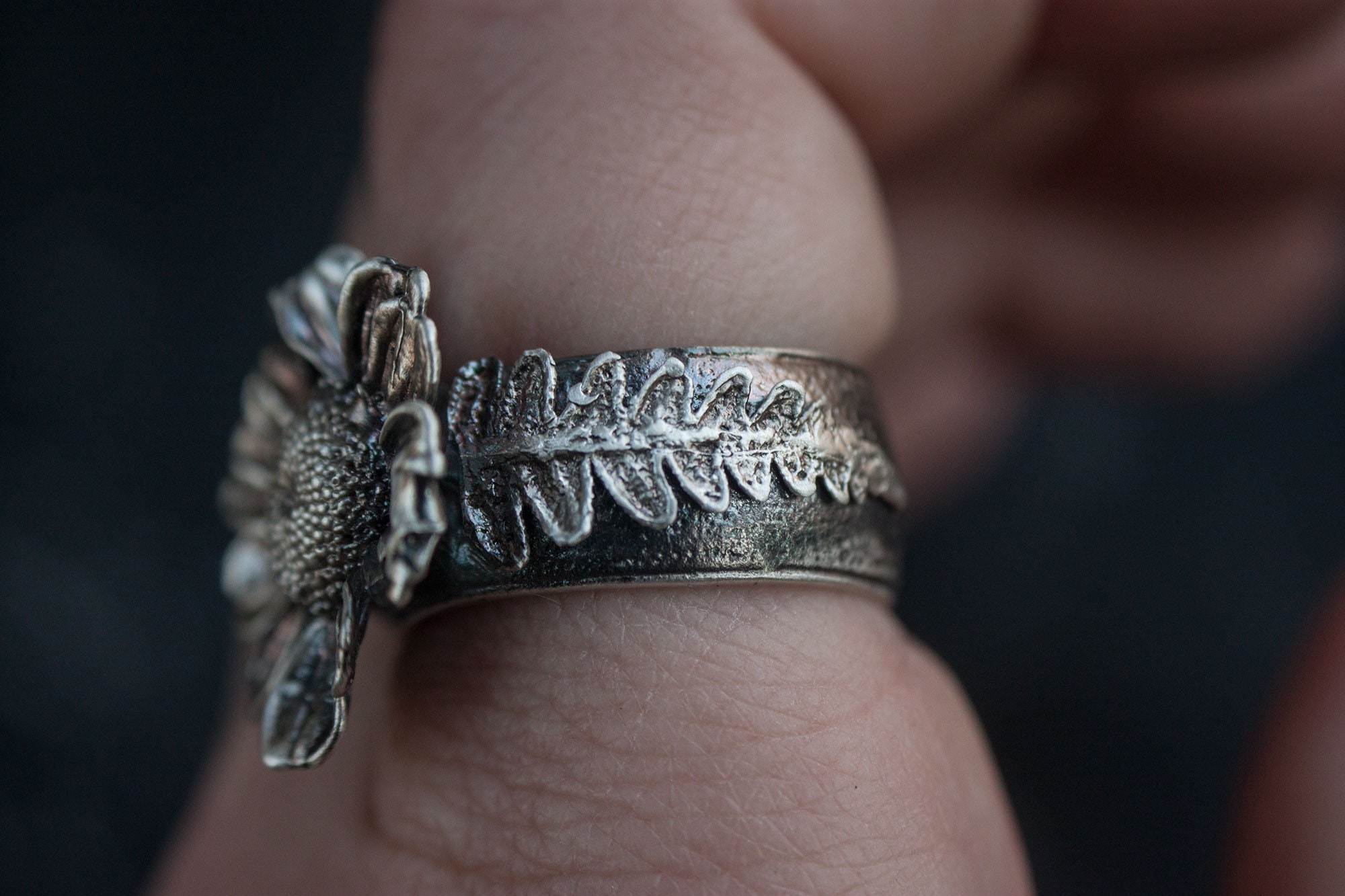 Sterling Silver Fairy Flower and Fern Ring Elven Chamomile | Etsy