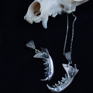 Sterling Silver Jaw, Jaw Necklace, Jaw Pendant, Pagan Necklace, Witch ...