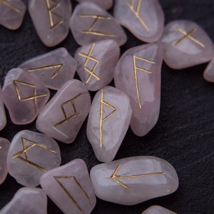 Rose quartz runes set | Etsy