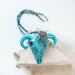 Pendant Blue Bull Skull From Polymer Clay and Raw Crystal Unique ...