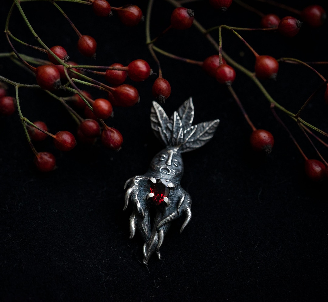 Sterling Silver Mandrake Pendant. Mandragora Root Potion Jewelry. Witch ...