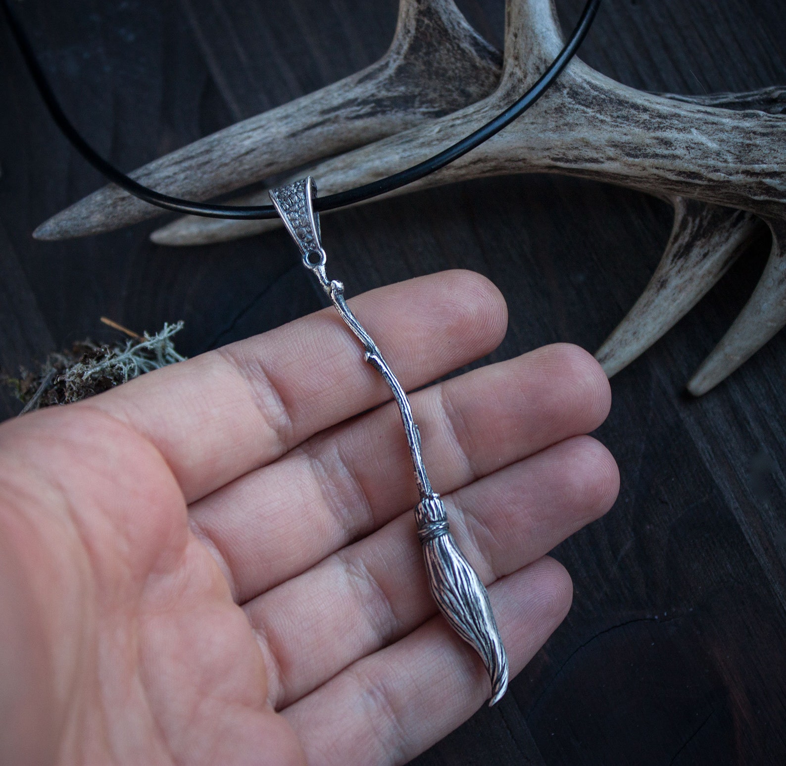 Ellen Rococo Witch Broom Pendant With Realistic Twig and - Etsy