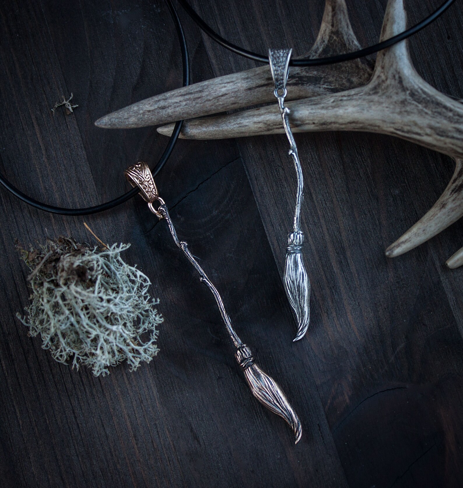 Ellen Rococo Witch Broom Pendant With Realistic Twig and - Etsy