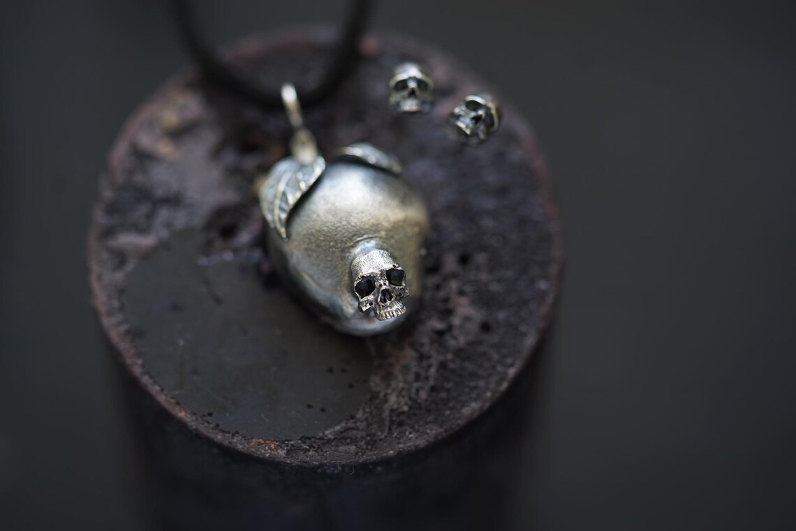 Fantasy Gothic Silver Skull Apple Pendant. Dark Mori Strega - Etsy