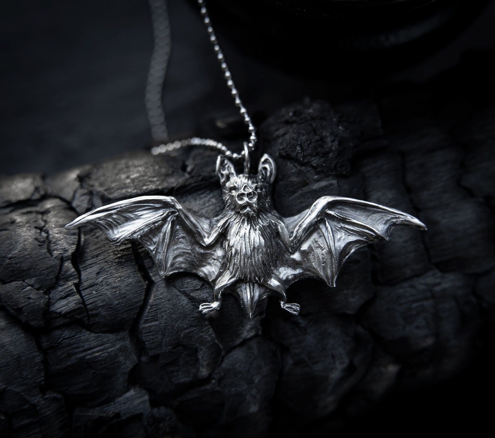 Gothic Silver Necklace Bat, Vampire Pendant - Etsy