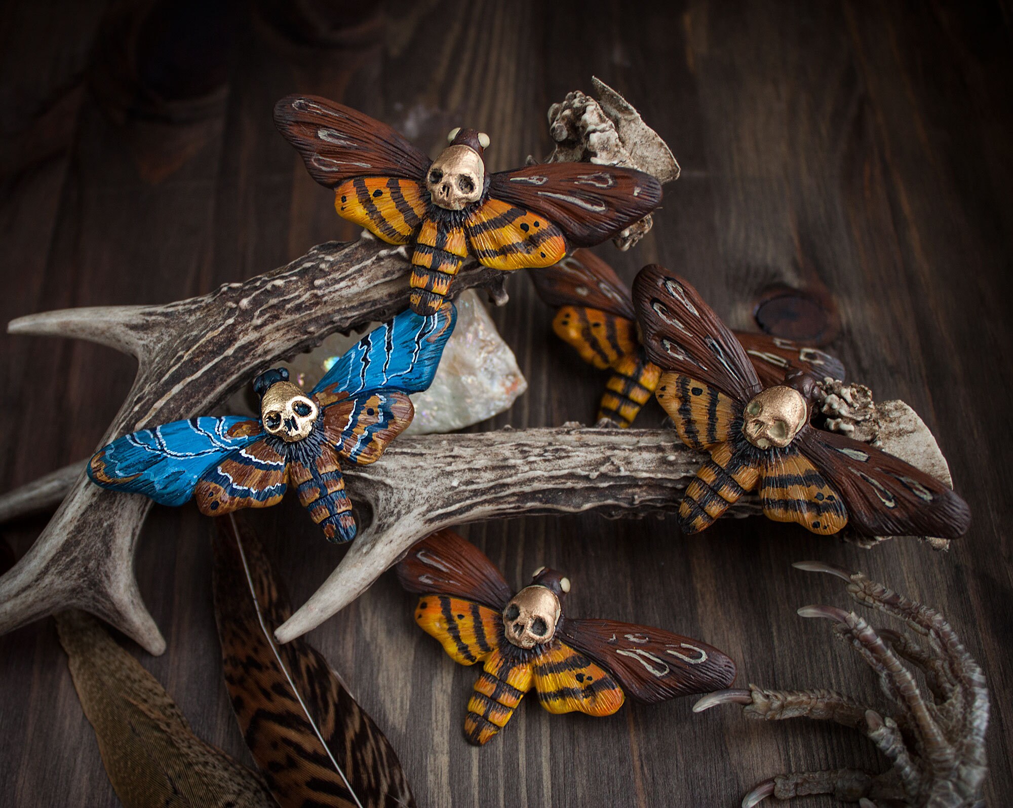 Brooch Acherontia Atropos, Scull Jewelry, Scull Butterfly, Scull Brooch ...