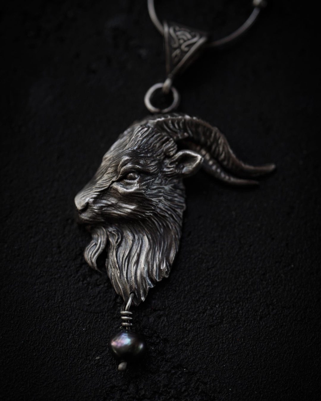 Sterling Silver Baphomet, Krampus, Goat Pendant on the Witchy Leather O ...