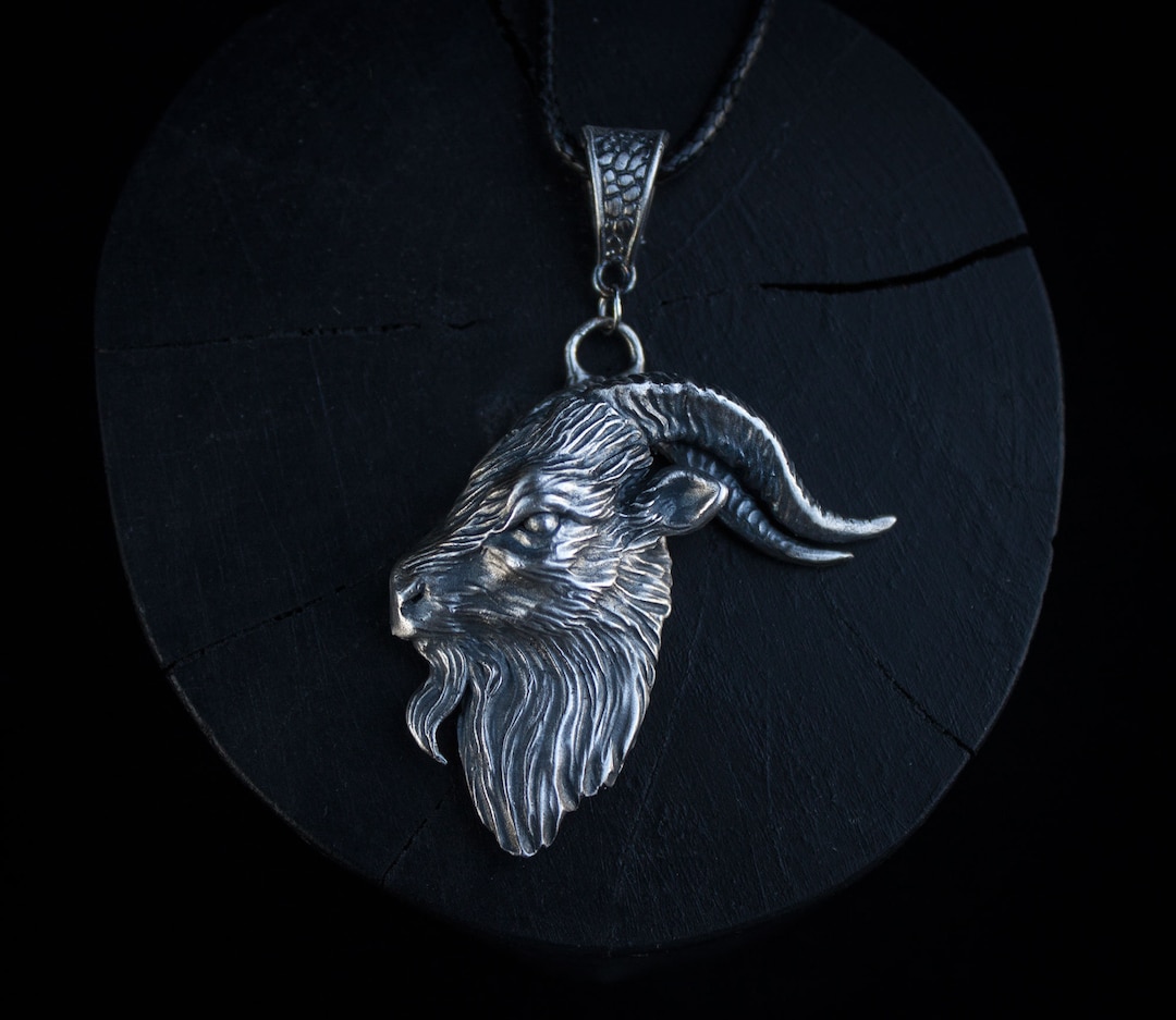 Sterling Silver Baphomet, Krampus, Goat Pendant on the Cord. Occult ...