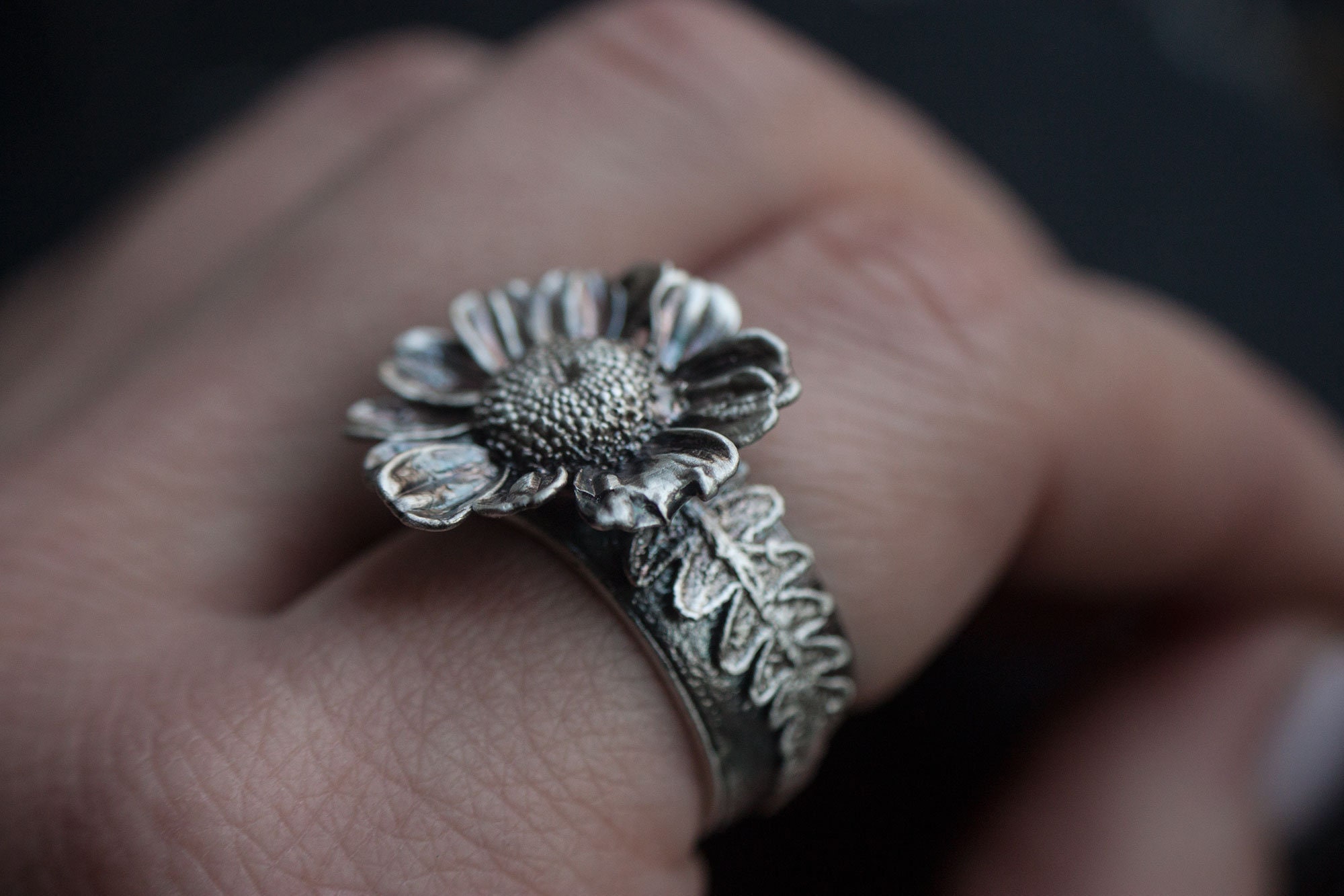 Sterling Silver Fairy Flower and Fern Ring Elven Chamomile | Etsy