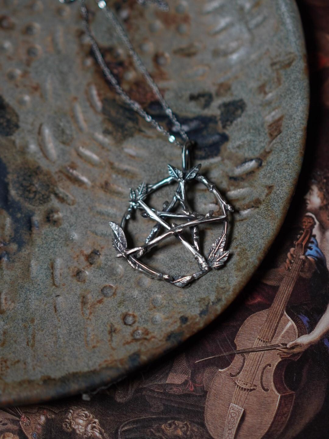 Witchy Silver Branch Pentagram Necklace Handcrafted Forest Magic Amulet ...