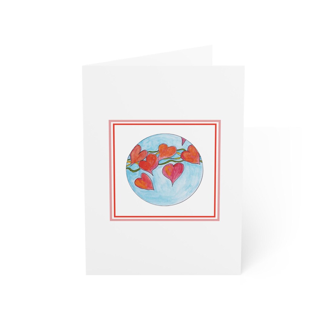 Valentine Card, Valentine's Day Heart Card, Original Watercolor Art ...