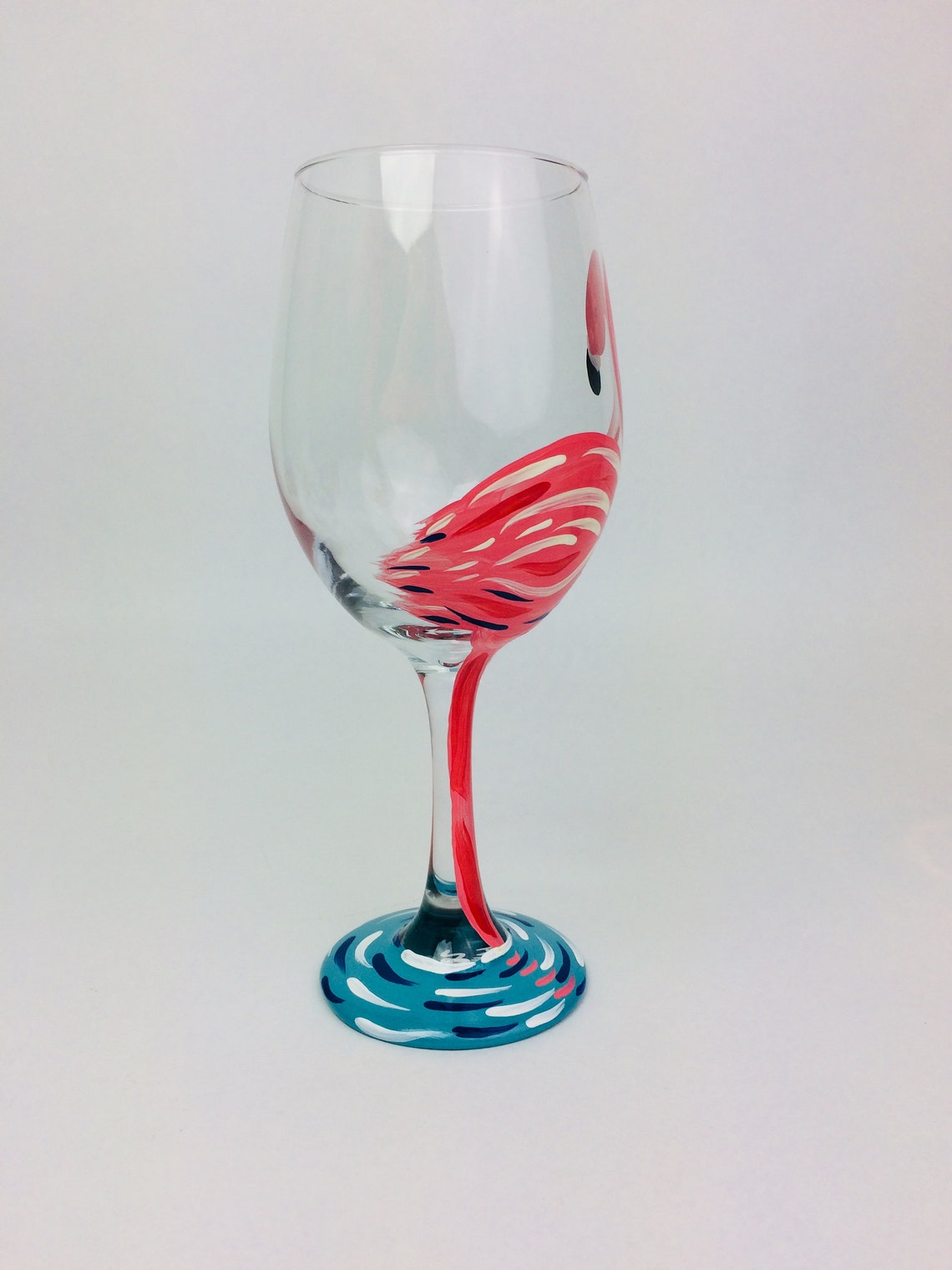 Flamingo Wine Glass Etsy