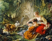 François Boucher A Pastoral Scene Rococo Art French | Etsy