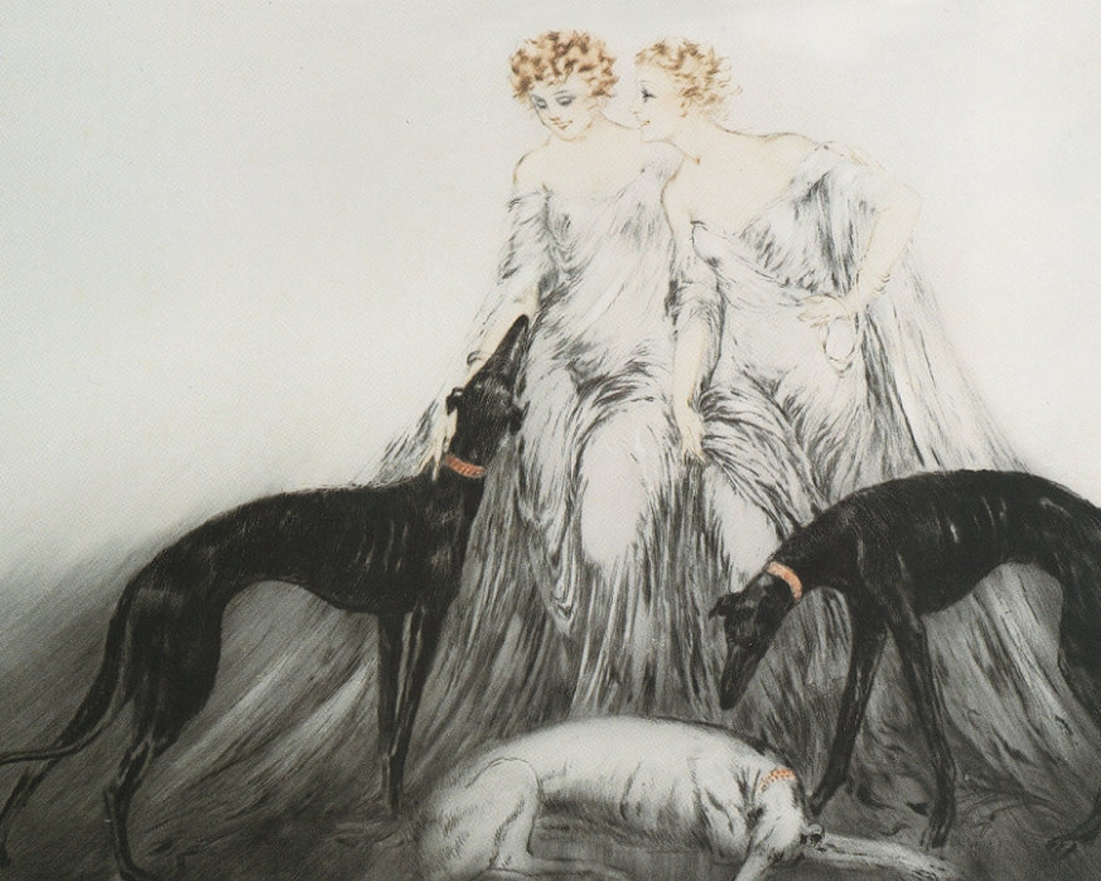 Louis Icart, Hunting Dogs, Louis Icart Print, Print of a Painting, 1940 ...