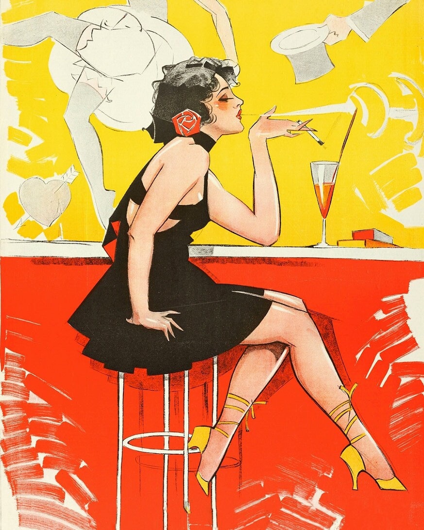 GORGEOUS Art Deco Flapper Dancing Flapper Red Art Bar - Etsy