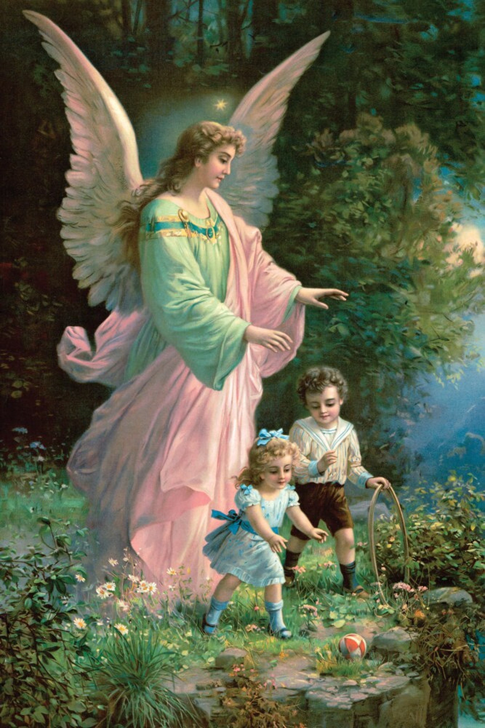 LARGE 12x18 Poster Print, Angel Art Print, Victorian Angel, Guardian ...